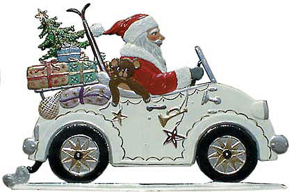 Santa in Auto - 4 3/4 x 3" - The Weather Vane